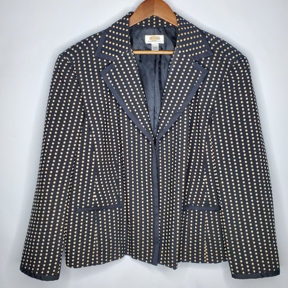 Talbots | Jackets & Coats | Talbots Womens Black Tan Polka Dot Blazer ...